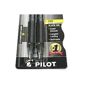 PILOT G2 Premium Refillable & Retractable Rolling Ball Gel Pens, Fine Point, Black Ink, 2-Pack (31031)