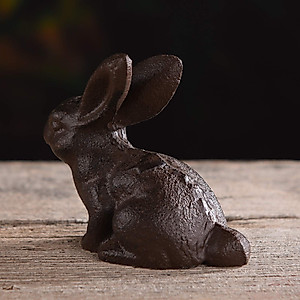 BRASSTAR Cast Iron Rabbit Statue 3.1”Garden Home Office Desk Decor Paperweight Collection Animal Figurine TQZDPT44