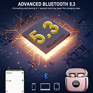 Wireless Earbuds, Bluetooth 5.3 Ear Buds LED Power Display Headphones Bass Stereo, Bluetooth Earbuds in-Ear Noise Cancelling Mic, 40H Playback Mini Case IP7 Waterproof Sports Earphones for Android iOS