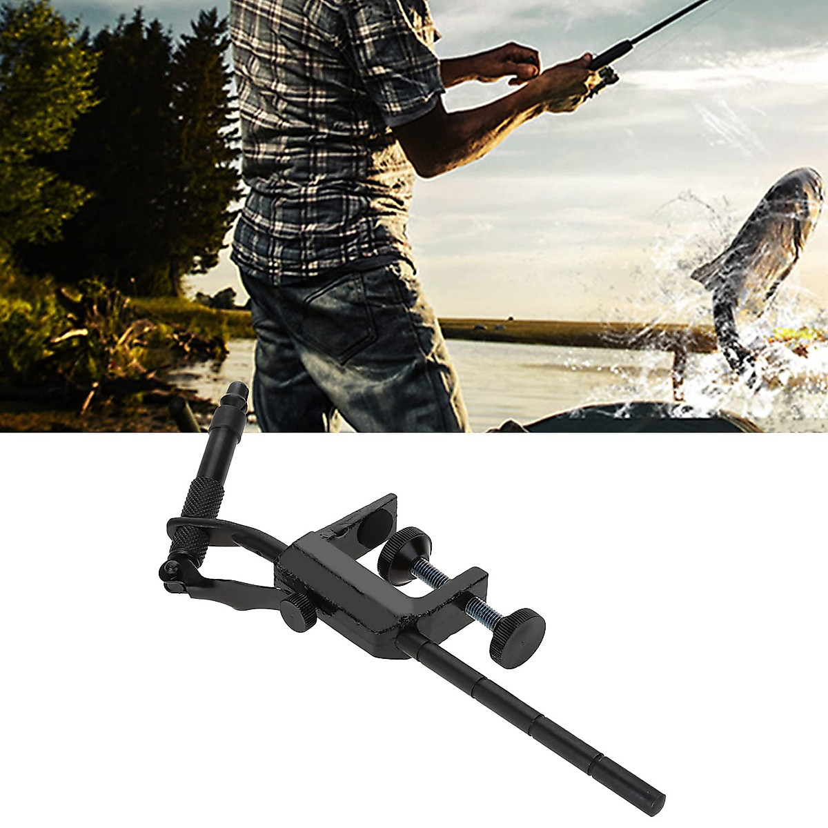 Serlium Fishing Vise, Fly Tying Vise Iron Rotation Fly Lure Tackle DIY Tool with Adjustable Clamp Tackle Fishing Accessory