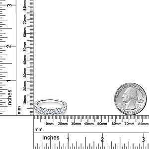 925 Sterling Silver White Moissanite from Charles & Colvard Wedding Band Ring For Women (0.80 Cttw, Round 3.5MM, Gemstone Birthstone, Available In Size 5, 6, 7, 8, 9)