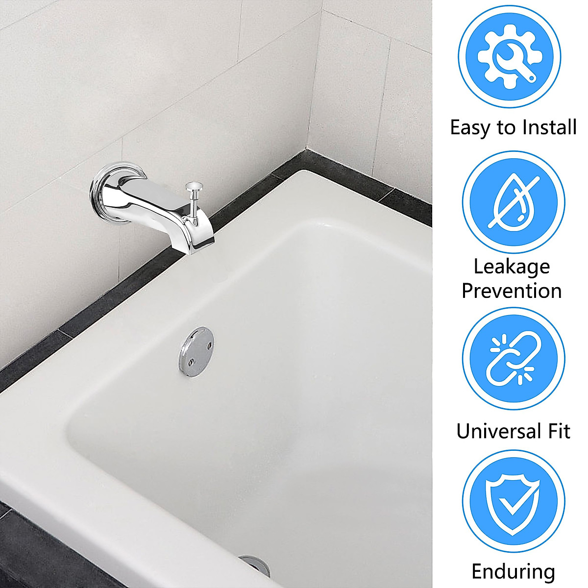 Nkiy Quen Set of 4 Tub Spout Diverter Repair Kit with Electroplating Surface-Bathtub Spout with Diverter Repair Kit-Tub Faucet Repair Replacement Parts for Broken or Leaking Repairs