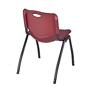 Cain 36" Square Breakroom Table- Maple & 4 'M' Stack Chairs- Burgundy