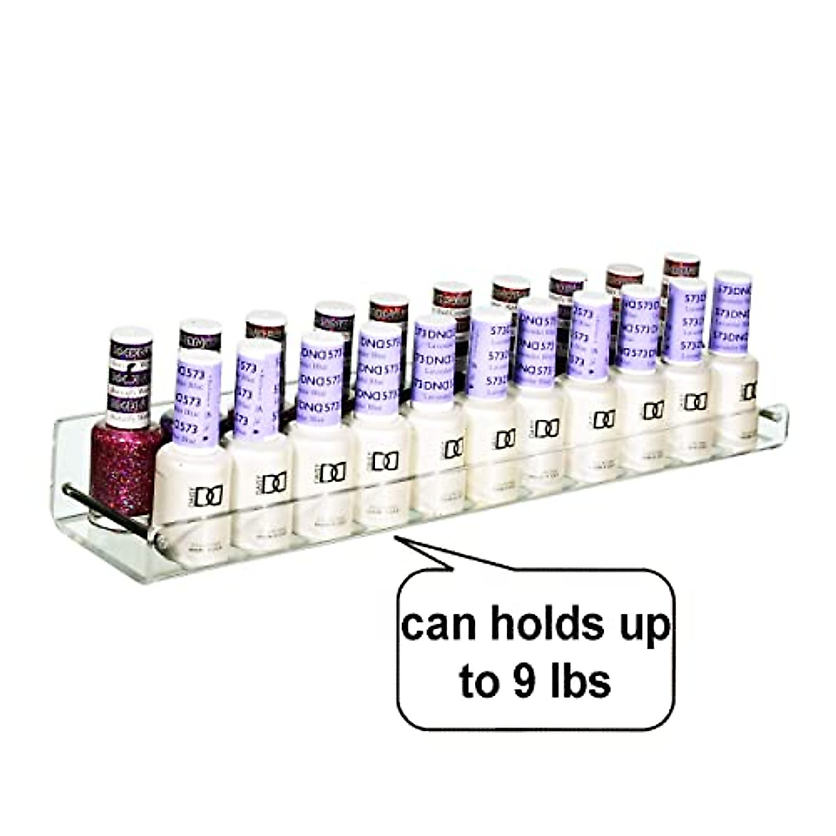 AMT 2 Pack Acrylic Floating Shelves, 15" L x 3.25" W, Clear Bathroom Wall Shelf, Bookshelves, Invisible Display for Office, Bedroom, Small Gap Allows Water to Escape, Free Screws & Drill Bit (Medium)