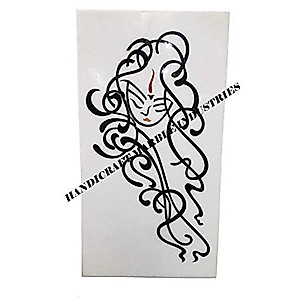 Marble Inlay Wall Decor Panel, Modern Inlay Furniture, Lady Face Black Onyx Pietra Dura Design, Gift For Modern Art Lovers