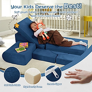 Fivetry 12PCS Modular Kids Play Couch, Child Sectional Sofa, Kids Floor Sofa for Playroom Fort Building, Convertible Foam and Floor Cushion for Boys and Girls