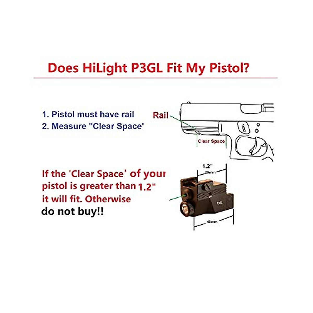 HiLight - Tactical MV3GL, Maverick Series - 500 Lumens Strobe Flashlight & Single (Green) Laser w/Rechargeable USB Battery - Subcompact, Compact Pistol, Handguns & Precision Laser Class of IIIA, 5mW