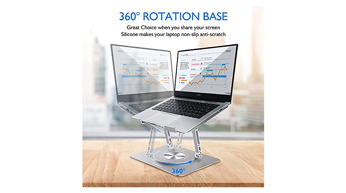 Coolwill Adjustable Laptop Stand for Desk | 360° Rotating & Foldable