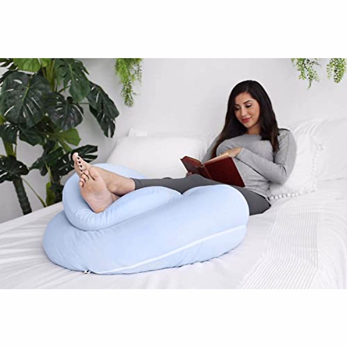 Pharmedoc Pregnancy Pillows, C-Shape Full Body Pillow – Jersey Cover Light Blue – Pregnancy Pillows for Sleeping – Body Pillows for Adults, Maternity Pillow and Pregnancy Must Haves, New Mom Gifts