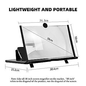 18" Screen Magnifier for Cell Phone, Phone Magnifying Screen 2023 Upgraded HD 3D Phone Screen Amplifier Phone Stand with Screen Enlarger Compatible with All Smartphones for Movies Videos Gaming