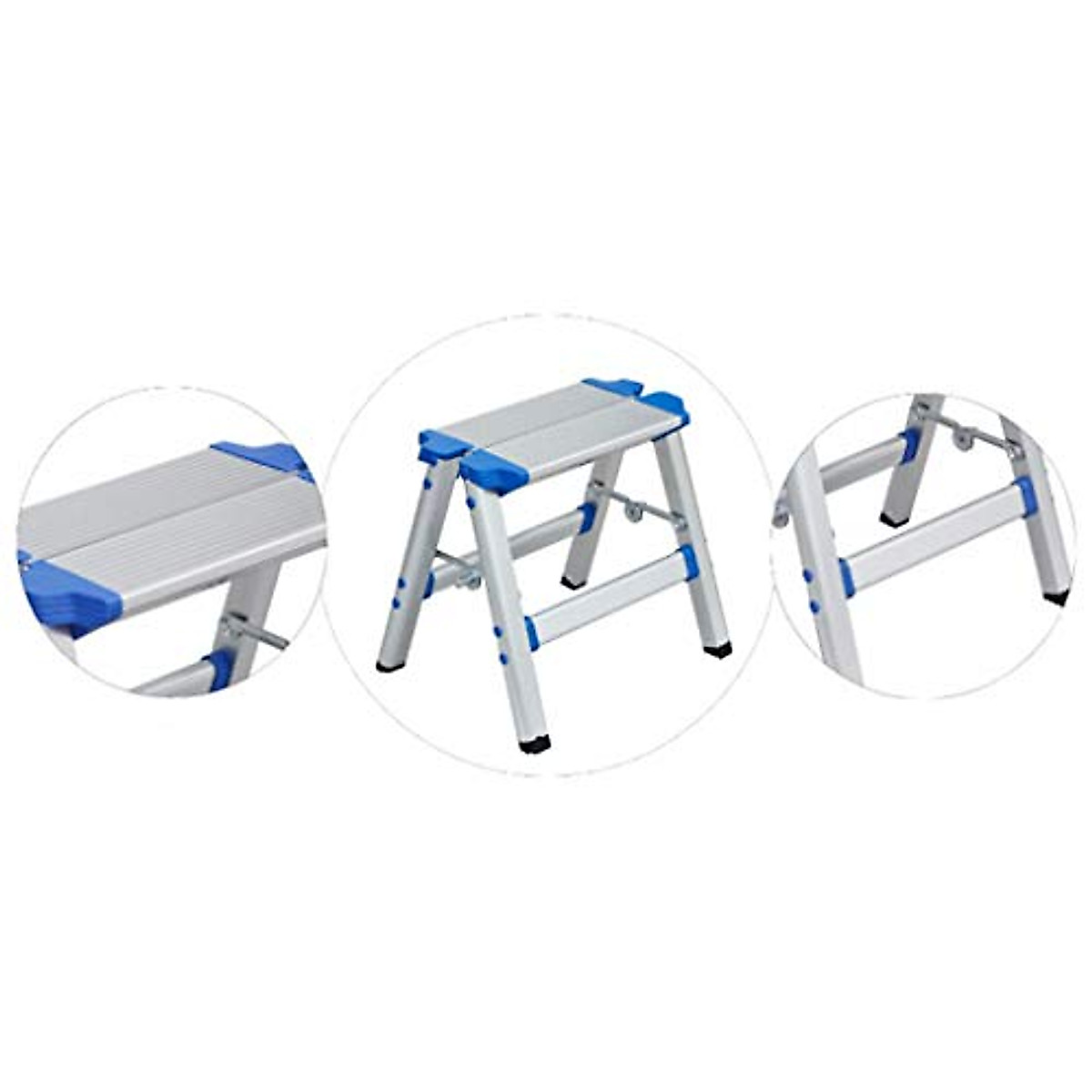 PENGJIE Folding Ladder Step Stool Ladder Stool 2 Step Folding Aluminum Heavy Duty Steel Portable Anti Slip Mat Tread Compact 150 Kg Capacity