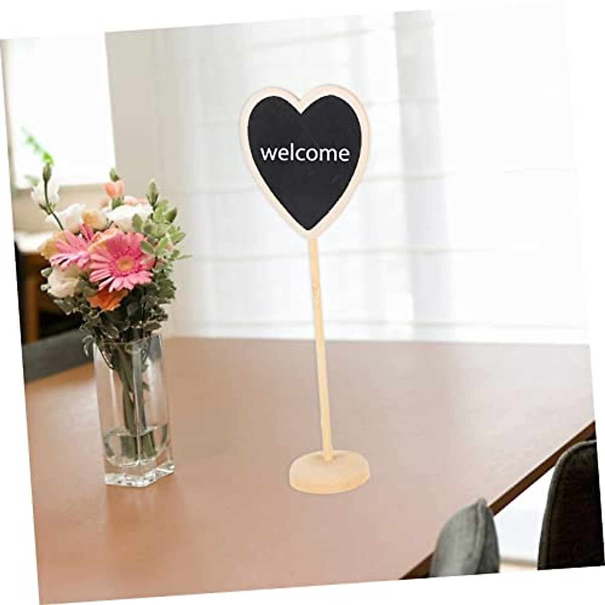 STOBOK 50 Pcs Message Board Wooden Blackboards Heart Chalkboard Chalk Board Name Plates Chalk Boards for Tables Mini Blackboard Sign Removable Name Heart Plates Memorandum Detachable