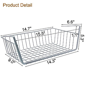 HOMOKUS Under Shelf Baskets for Storage, Carbon Steel Basket Under Cabinet Shelf, Welding Joints, Baking Finish, Easy to Install without Holes, 6 Pcs, White