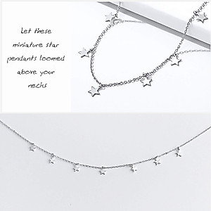 4 Sets Layered Choker Necklace Gold Butterfly Star Moon Heart Pendant Necklace Cute Vsco Multilayer Chain Choker Necklace for women teen girl (Silver 1)