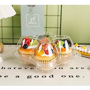 NPLUX 4 Compartment Cupcake Containers 20 Pack Cupcake Holder with Connected Airtight Lid Cupcake Boxes for 80 Cupcakes Muffins, BPA Free, Standard Size