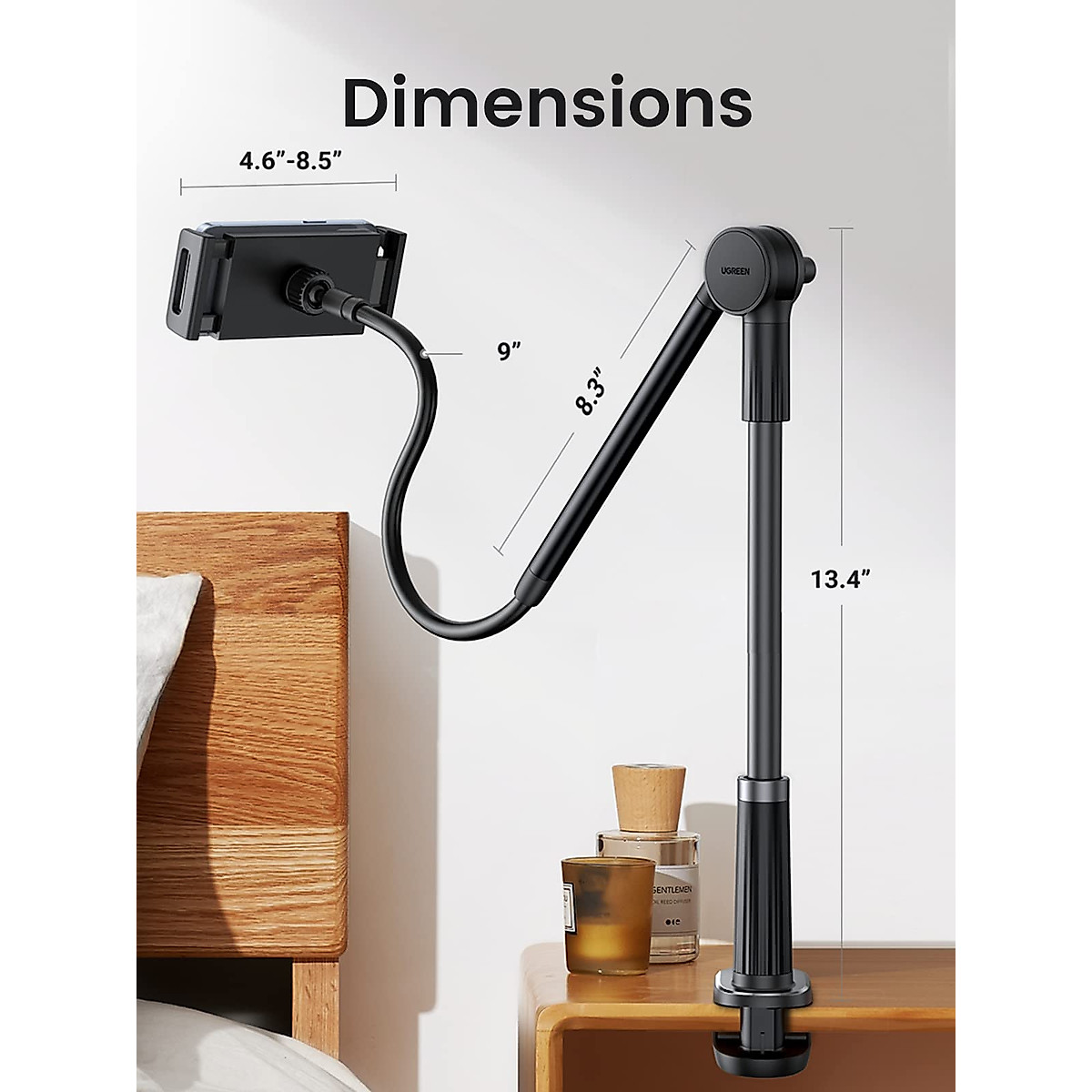 UGREEN Arm, Gooseneck, Swivel Tablet Stand for Apple iPad Pro, iPhone 6