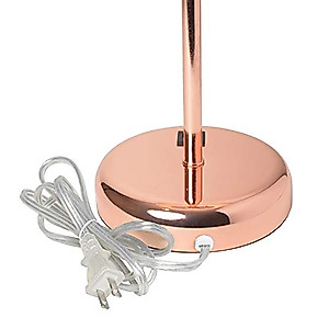 Limelights LC2002-RGD-2PK Rose Gold Stick Lamp with USB Charging Port and White Fabric Shade 2 Pack Table Desk Lamp Set