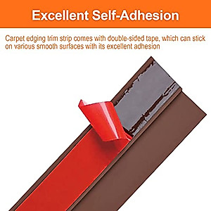 Socein Floor Transition Strip Self Adhesive PVC Carpet Edging Trim Doorway Threshold Strip Carpet to Tile Transition Piece Suitable for Cover Height Less Than 0.35"/9mm (7Ft, Brown)
