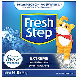 Fresh Step Clumping Cat Litter, Extreme, Long Lasting Odor Control Kitty Litter with Activated Charcoal, Low Dust Formula, 14 lb
