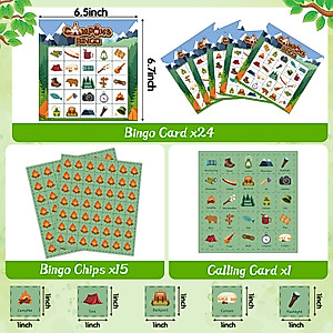 41Pcs Camping Bingo Game Cards for Kids - Camp Adventure Party Games with 24 Players - Jungle Bingo Cards Chips for Kids Family Travel Indoor Outdoor Activities School Classroom Birthday Supplies