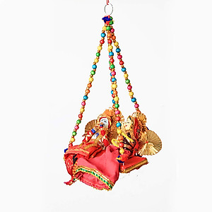 Aditri Creation Traditional Radha Krishna Jhula Swing Jhoola Hanging for Home, Wall, Temple, Bedroom, Decorative Accessories for Party, Indian Wedding & Other Festivities, Bohemian Interiors.