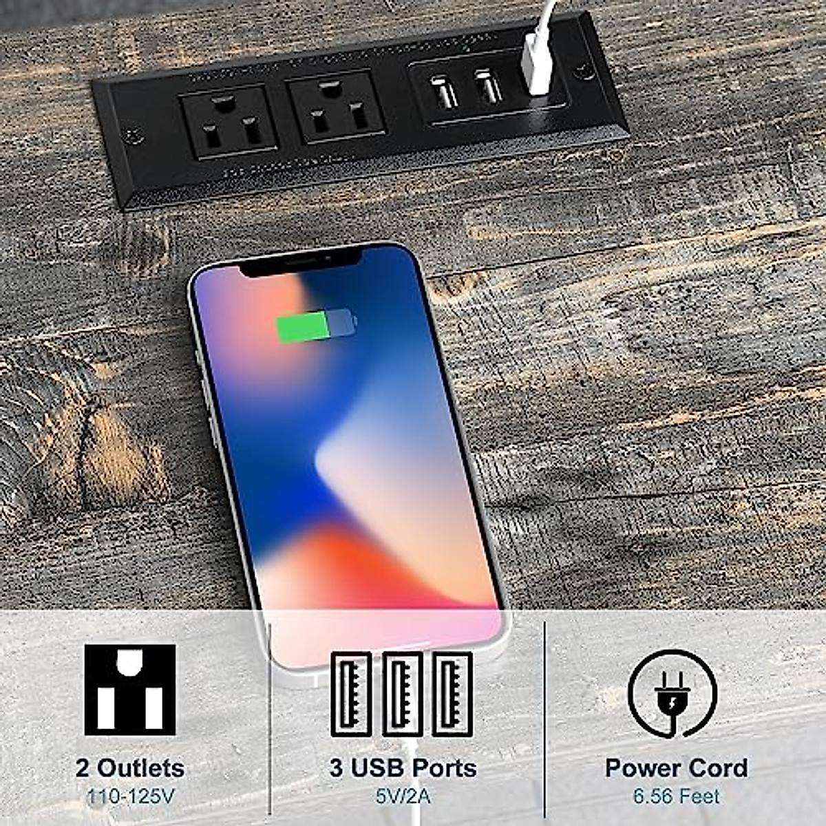 smusei Nightstand with Charging Station Night Stand with Fabric Drawer End Tables with USB Ports and Outlets Living Room Bed Side Table for Small Spaces, Dark Grey