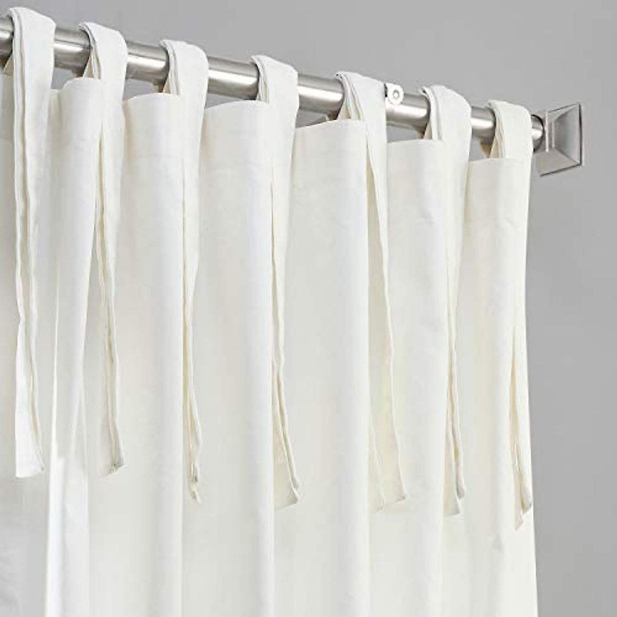 HPD Half Price Drapes Solid Tie Top Cotton Curtains 84 Inches Long (1 Panel) Luxury Light Filtering Curtains for Living Room, Modern Semi Sheer Curtain for Bedroom, 50W X 84L, Fresh Popcorn