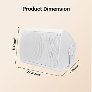 STUDIOFINIX 6.5 Inches Indoor Outdoor Bluetooth Speakers Waterproof Wired Wall Mount Active Speakers 400 Watt for Patio Garage,Deck,Backyard (White)