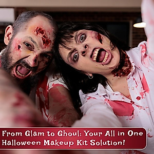 Dress-Up-America Halloween Makeup Kit - Face and Body Wax, Latex and Fake Blood Costume Face Paint Set - SFX Realistic Bloody Halloween Makeup Set for Teens and Adults