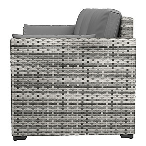 Wicker Patio Couch, PE Rattan 3-Seat Sofa, Outdoor Furniture with Deep Seating, Cushions, Steel Frame, Gray