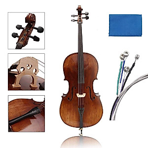 JYsun Cello Strings 1 Full Set A-D-G-C Steel Core Aluminum Magnesium Wound for Size 1/4 1/2 3/4 4/4 with 1 Piece Cleaning Cloth for Musical Instrument