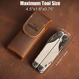 Topstache Leather Multitool Sheath for Belt - Multitool Holster for Belt - Leather Multitool Pouch for Leatherman Surge - Leather Multitool Case - Belt Loop Leather Multitool Holder, Darkbrown