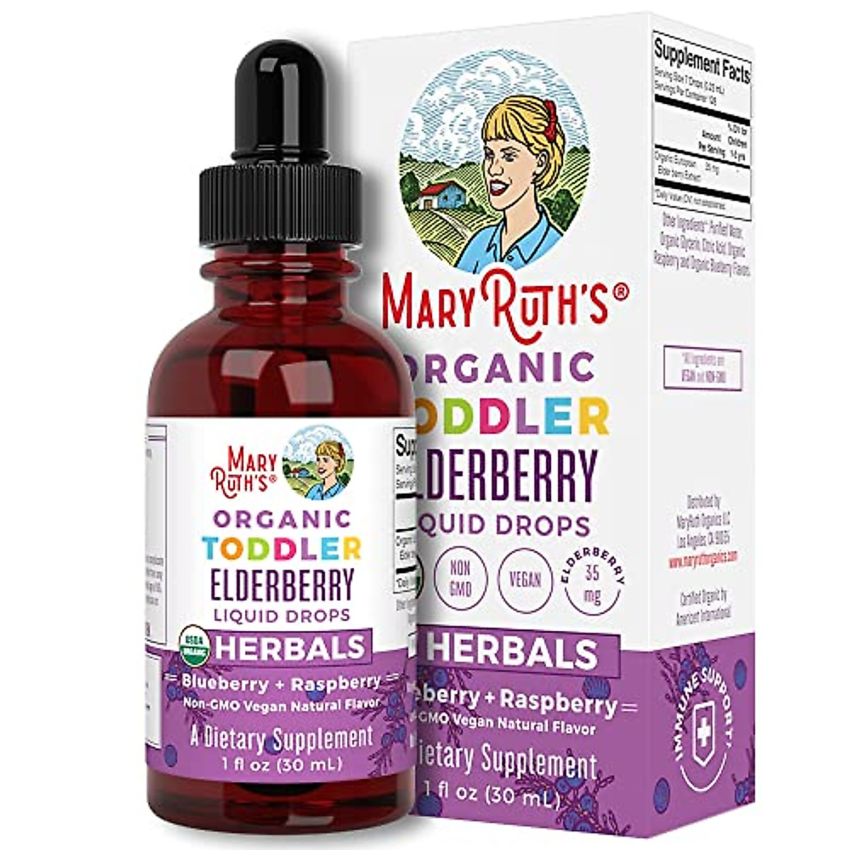 Toddler Liquid Ionic Zinc & Elderberry Syrup USDA Organic Liquid Drops for Toddlers Bundle by MaryRuth’s | Immune Support | Cellular Health | Overall Health for Toddlers.