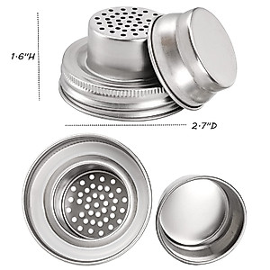 Lyellfe 8 Pack Mason Jar Shaker Lids, Stainless Steel Shaker Lids for Mason Jars, Mason Jar Spice Lid with Silicone Seal for Regular Mouth Jar (Jar Not Included)