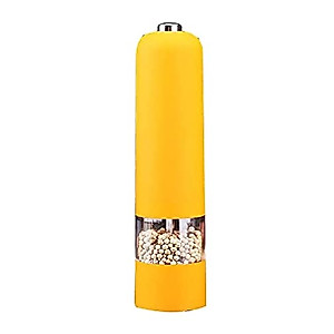 Refillable Pepper Mill Electric Salt And Pepper Grinder Set，Automatic, Battery Operated ABS Spice Mills Salt Peppercorn Shakers ( Color : Yellow , Size : 22.5*5.2cm )