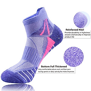 J.WMEET Womens Ankle Socks Athletic Cushioned Breathable Performance Sport Tab Cotton Quarter Women's Running Socks 6 Pack