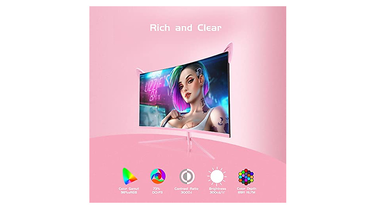 FYHXele 27" Pink Curved Gaming Monitor - 165Hz QHD