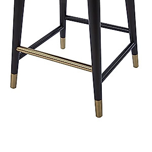 Amazon Brand - Rivet Contemporary Upholstered Counter-Height Swivel Bar Stool with Wood Legs, 37"H, Blue Velvet