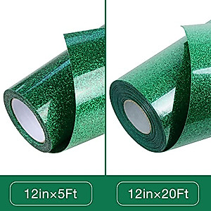 TORC Green Glitter HTV Heat Transfer Vinyl Roll 12 inch x 5 ft Iron on Vinyl for T Shirts Crafts Cricut Christmas