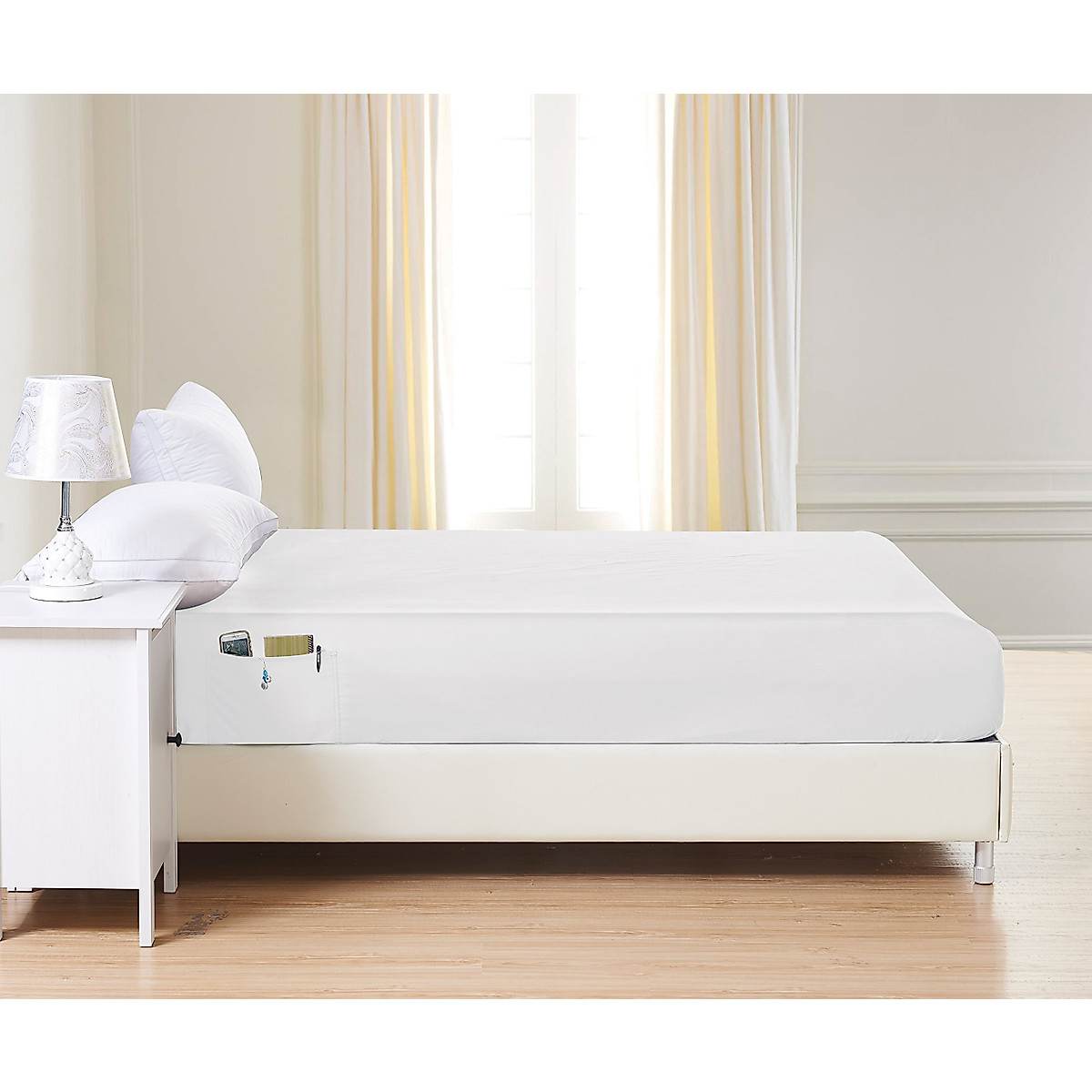 (6-Pack) Luxury Fitted Sheets! Premium Hotel Quality Elegant Comfort Wrinkle-Free 1500 Premier Hotel Quality 6-Pack Fitted Sheet with Storage Pockets on Sides, Twin/Twin XL Size, White