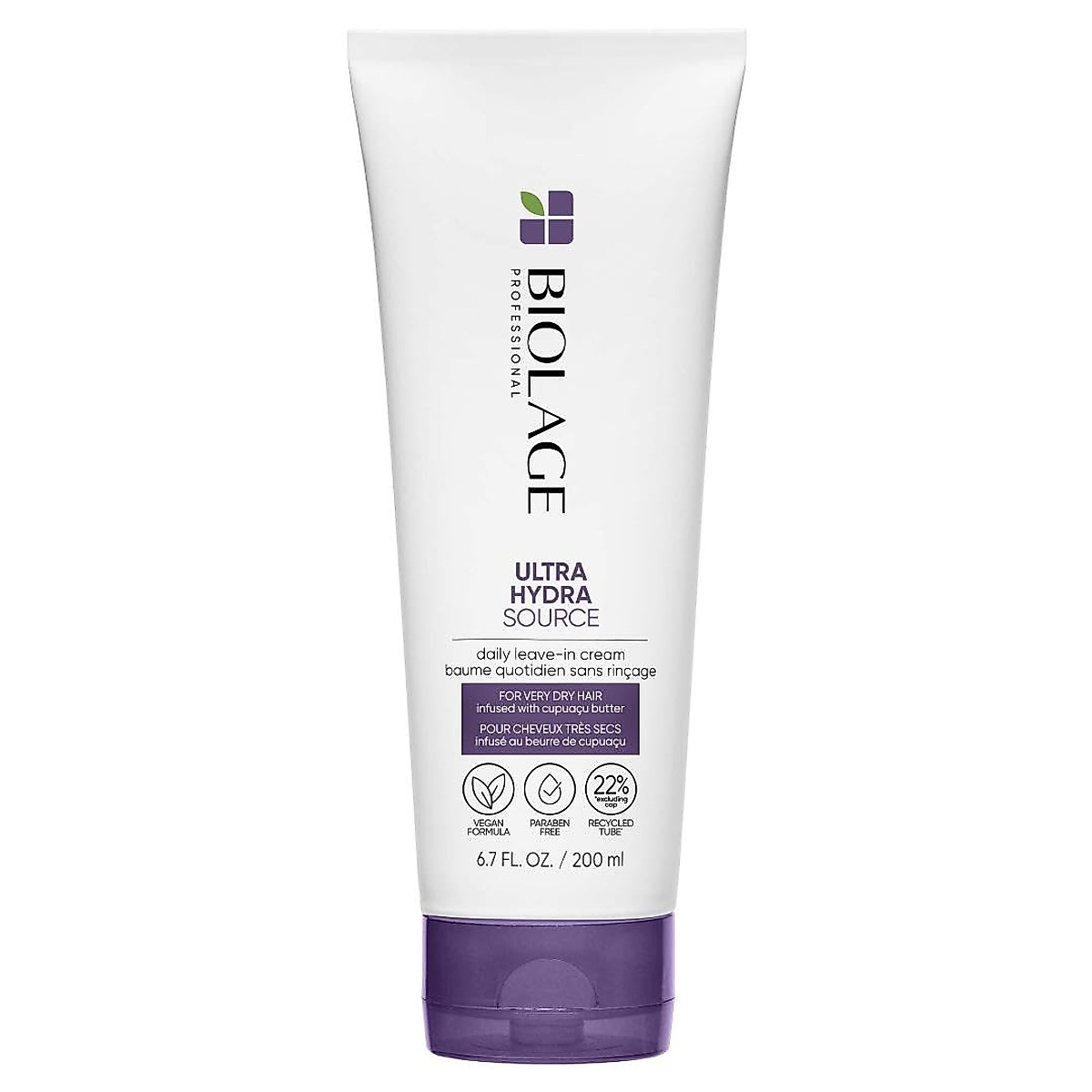 Biolage Ultra Hydra Source Leave-in Cream with Cupuacu Butter | Conditions & Softens Hair | For Very Dry Hair | Vegan | Silicone & Paraben Free | Cruelty Free | 6.7 Fl. Oz
