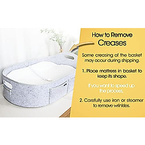 Baby Changing Basket with Contoured Foam Pad - Wipeable Waterproof Cover - Changing Pad Topper for Dresser/Table, Living Room, Portable, Moses Basket, Gray, J&JOO… (Gray)