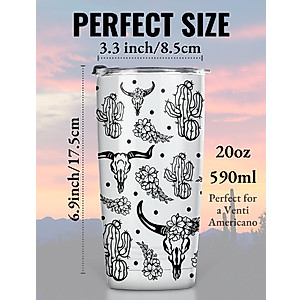 Onebttl Texas Gifts Western Gifts for Women, Texas Cow Girls Gift, 20oz Stainless Steel Tumbler with Lid Straw, Perfect for Christmas