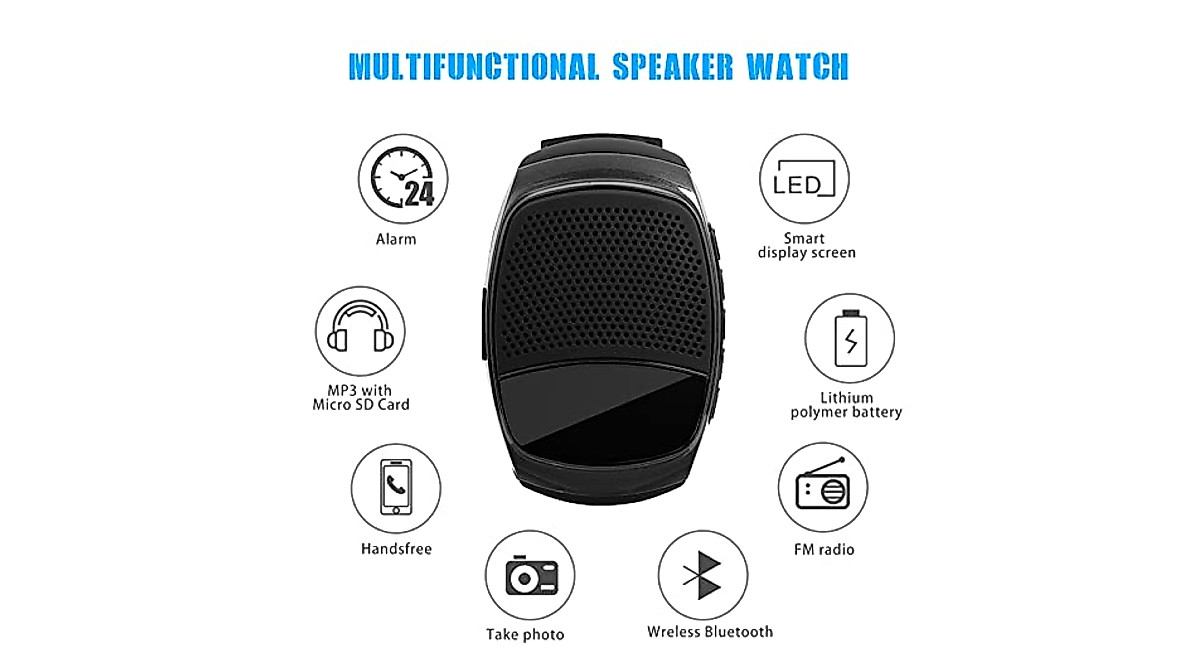 Wireless Wearable Bluetooth Speaker Watch for Sports & Outdoor Use