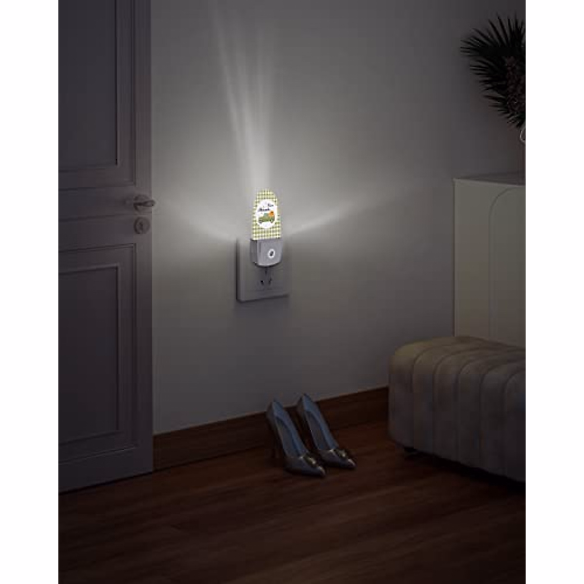 Singingin Fall Night Light for Kids Thanksgiving Green Truck Pull Pumpkin Cold White LED Nightlight Plug in Wall 1.7x4 inch Night Light with Dusk to Dawn Sensor Nightlight for Children Room Decor