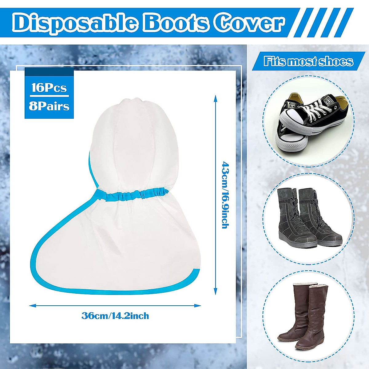 20 Pieces/ 10 Pairs Disposable Boot and Shoe Covers Plastic Long Boot Covers Waterproof Rain Shoe Covers for Men and Women, White