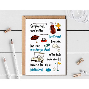 EruditeGifts Simply Putt You're The Best Dad By Par - Funny Birthday Card For Dad From Son Daughter - Golf Birthday Greeting Card For Daddy
