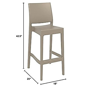 Home Square Resin 29.5" Barstool in Taupe - Set of 2