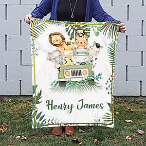 Jump Up Personalized Frame Safari Baby Blanket,Jungle Animal Baby Blanket,Baby Boy Safari Nursery,Jungle Theme Baby Blanket,Jungle Blanket Baby,Safari Swaddle Blanket