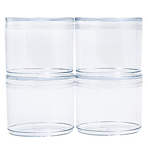 novelinks 40 Pack 8 Ounce Clear Plastic Pot Jars with Lids - Refillable Leak Proof Plastic Container Jars for Travel Storage & Household Storage (Circular)